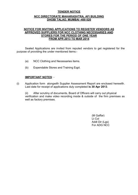 400 020 notice for inviting applications to regist - NCC Directorate ...