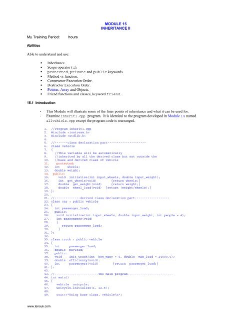 C Object Oriented Inheritance Constructor And Tenouk C And C