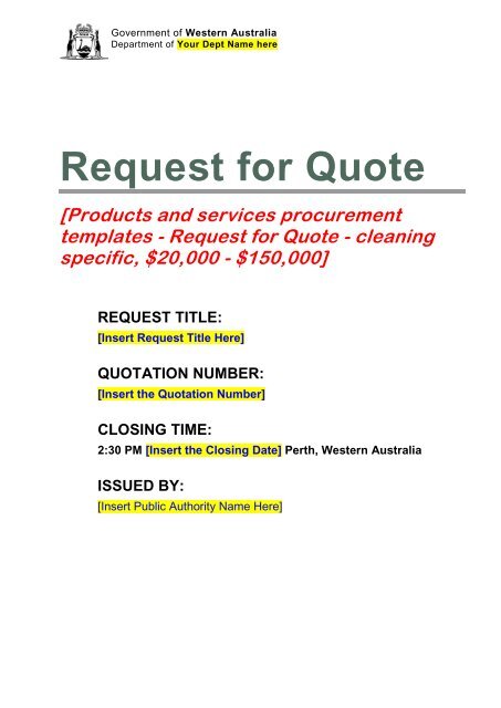 Template Cleaning RFQ - Department of Finance - The Western ...