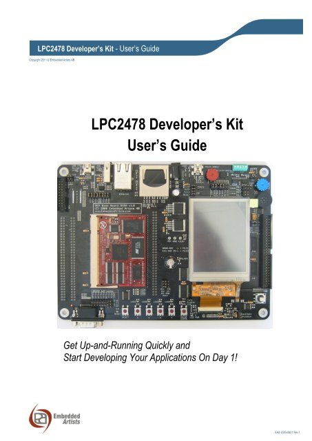 LPC2478 Developer's Kit - User's Guide - Embedded Artists