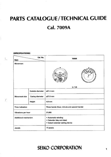 PARTS CATALOGUE/ TECHNICAL GUIDE - Seiko Digital Watches ...