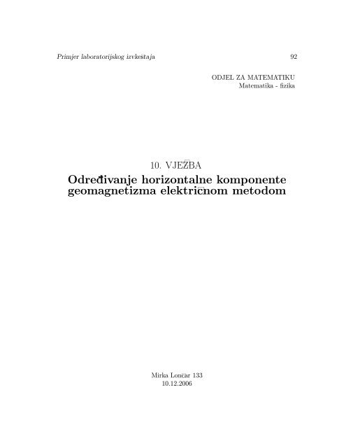 Primjer laboratorijskog Primjer laboratorijskog