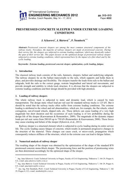 prestressed concrete sleeper under extreme loading conditions ...