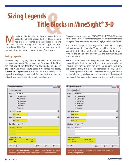 Sizing Legends Title Blocks in MineSight 3D (July 2009)