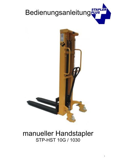Bedienungsanleitung manueller Handstapler - Stapler Plus eG