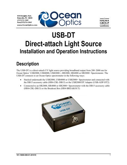 Connecting the USB-DT - Ocean Optics