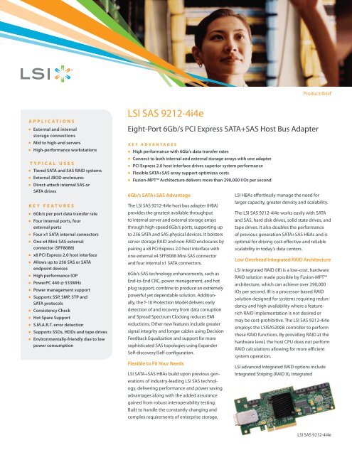LSI-SAS-9212-4i4e Datasheet (PDF)