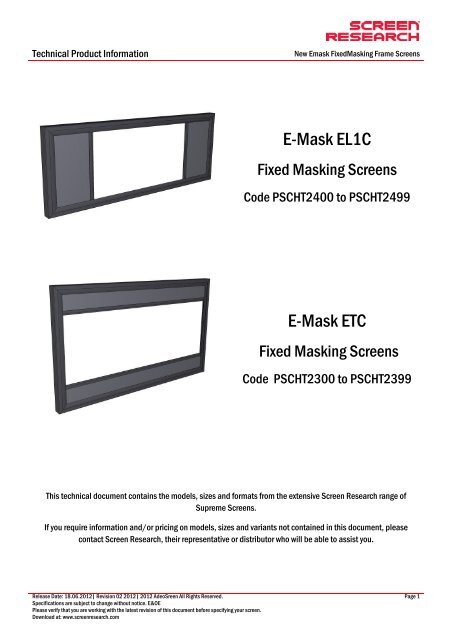 E-Mask EL1C E-Mask ETC - Screen Research
