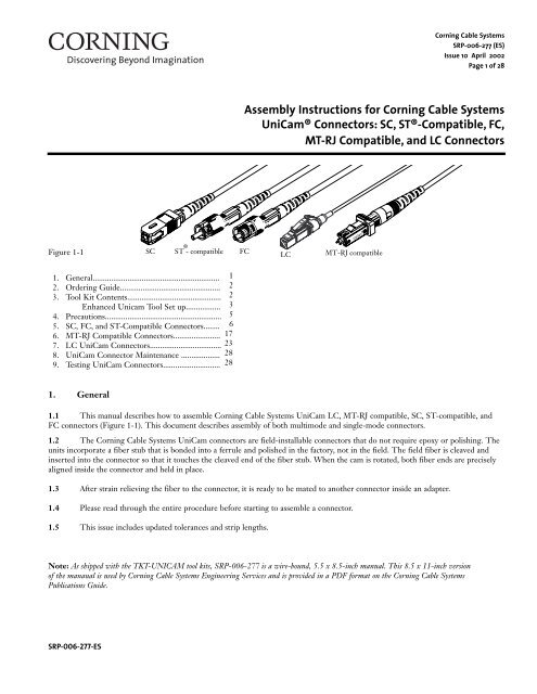 Assembly Instructions For Corning Cable ... - Gfo Europe S.p.A.