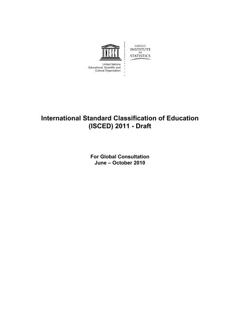 International Standard Classification of Education (ISCED) 2011 - Draft