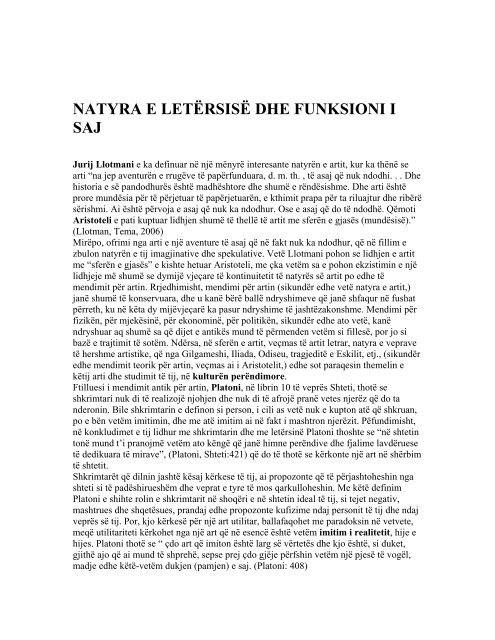 NATYRA E LETÃ RSISÃ DHE FUNKSIONI I SAJ - Gazetaria