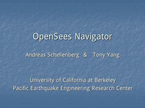 OpenSees Navigator - PEER