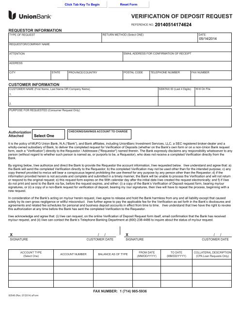 Download Quality Control Reverification Request - Union Bank