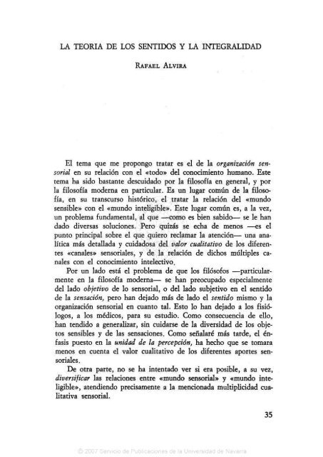 01. RAFAEL ALVIRA, La teor%C3%ADa de los sentidos y la integralidad