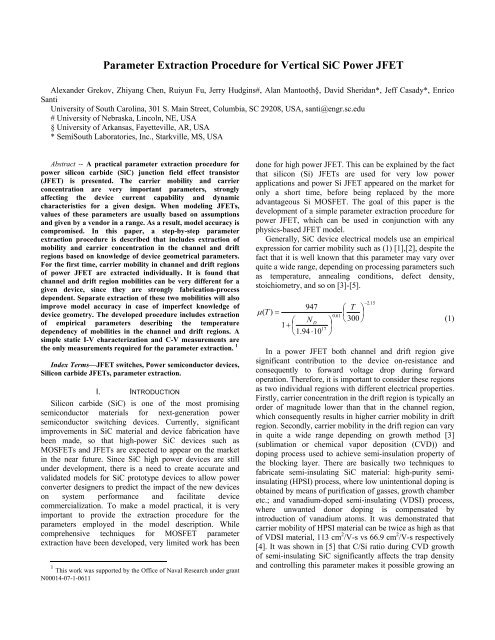 Parameter Extraction Procedure For Vertical Sic Power Jfet