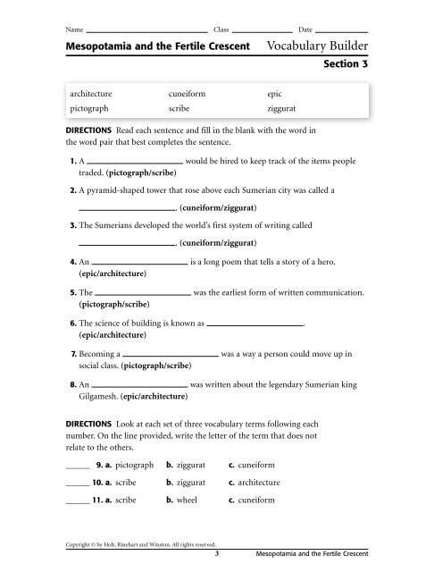 Vocabulary Builder - The Country School
