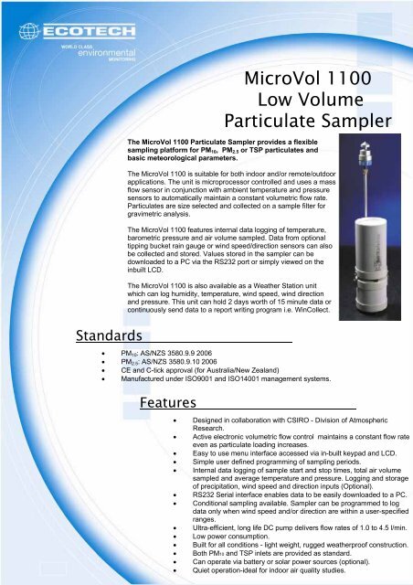 MicroVol 1100 Low Volume Particulate Sampler - AMP-Cherokee