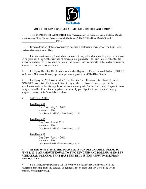 2011 Guard Member Contract - Blue Devils