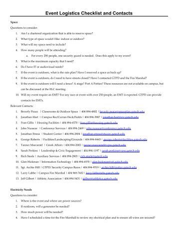Checklist for event logistics - College of Engineering - University of ...