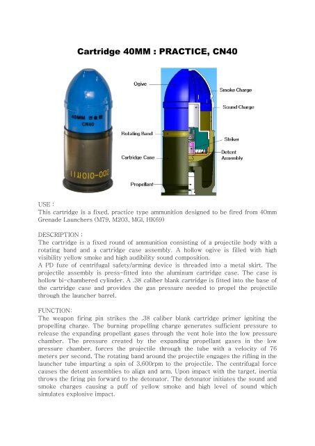 Cartridge 40MM : PRACTICE, CN40 - JANADA