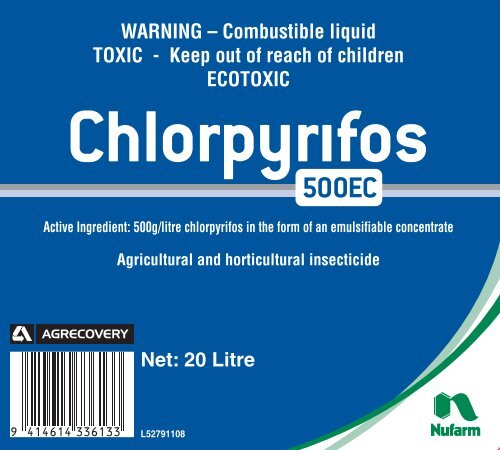 Chlorpyrifos 500EC 20L Label - Nufarm