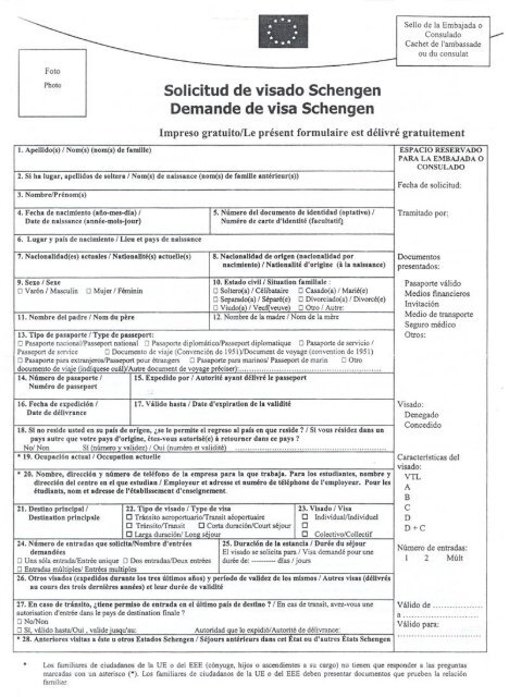 Solicitud De Visado Schengen Solicitud De Visado Schengen