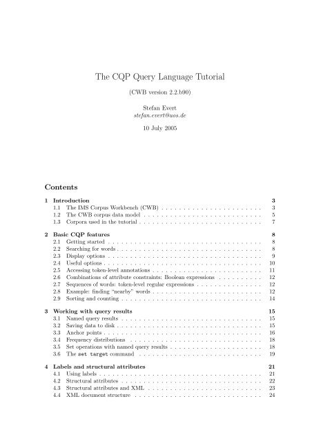 The CQP Query Language Tutorial - IMS