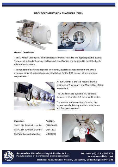 DECK DECOMPRESSION CHAMBERS (DDCs)