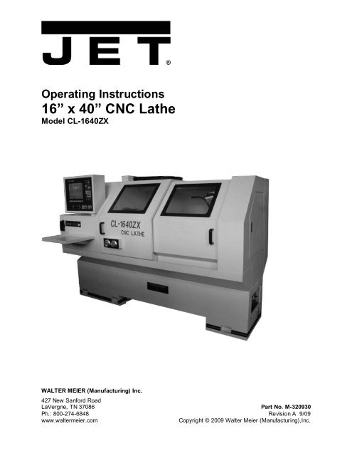 Parts Lists and Electrical Diagrams for the CL-1640ZX ... - JET Tools