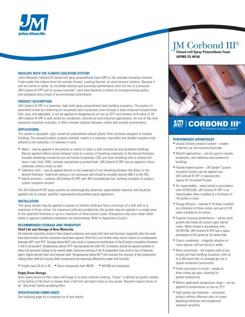 Corbond III - Johns Manville Building Insulations