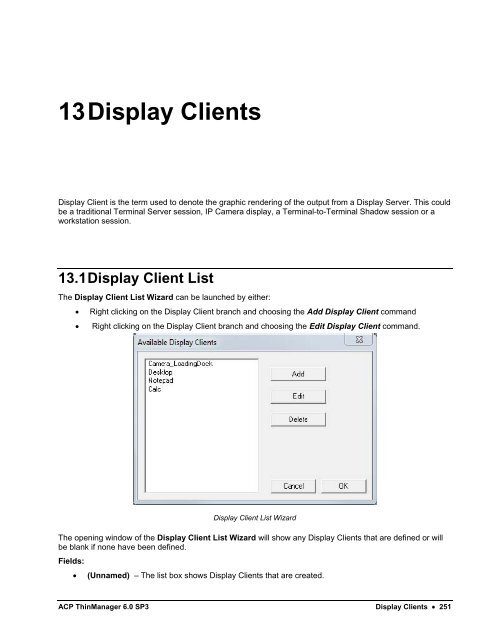 ThinManager 6.0 SP3 - Chapter 13 - Display Clients