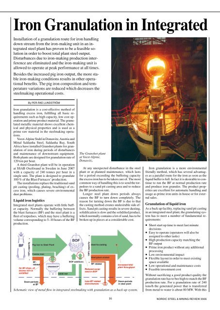 Iron Granulation in Integrated Steel Plants - UHT
