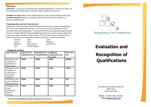 Evaluation of Foreign Qualifications form - Seychelles Qualifications ...
