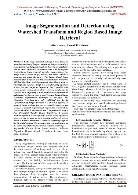Image Segmentation And Detection Using Watershed Transform And
