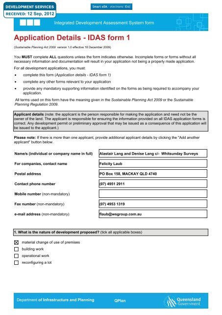 Application Details - IDAS form 1 - Applications