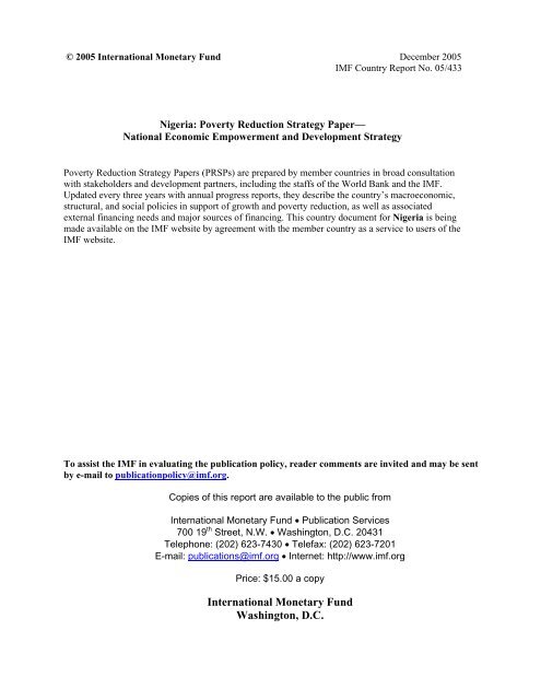 Nigeria: Poverty Reduction Strategy Paper -- National ... - Planipolis