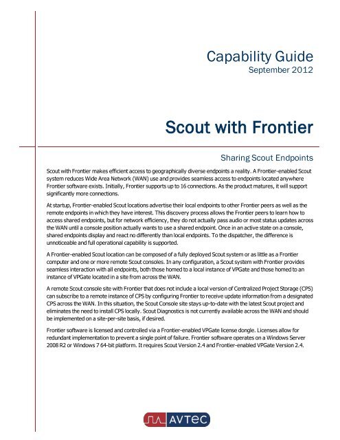Scout with Frontier Capability Guide - Avtec Inc.