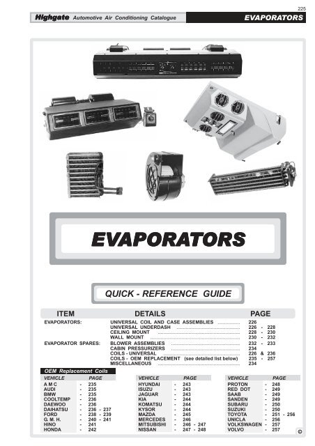 EVAPORATORS - Highgate Car Air