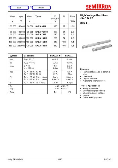 High Voltage Rectifiers 35...180 kV SKXA ...