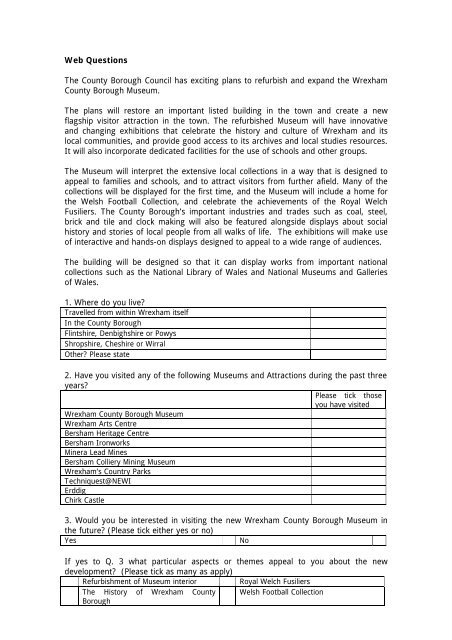Museum Refurbishment Questionnaire - PDF format 71kb