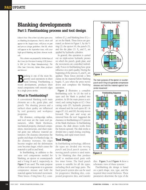 Part I: Fine Blanking Process and Tool Design - Net Shape ...