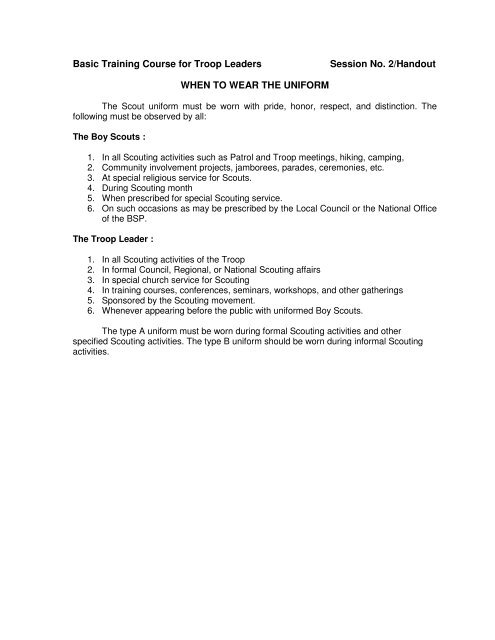 Smartness and Good Order - Scout Center Dot Net