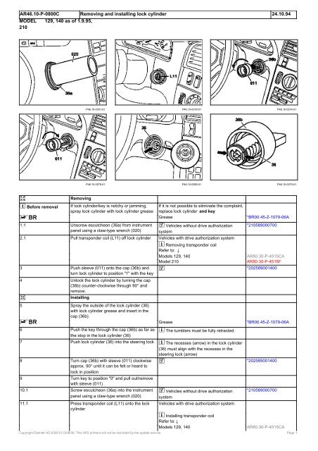 Removing and installing lock cylinder - W124 Performance