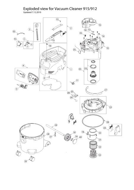 Exploded view for Vacuum Cleaner 915/912 - Mirka