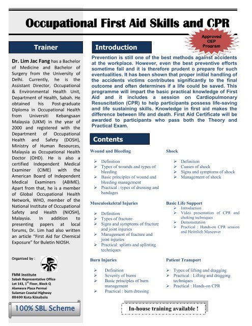 Occupational First Aid Skills and CPR