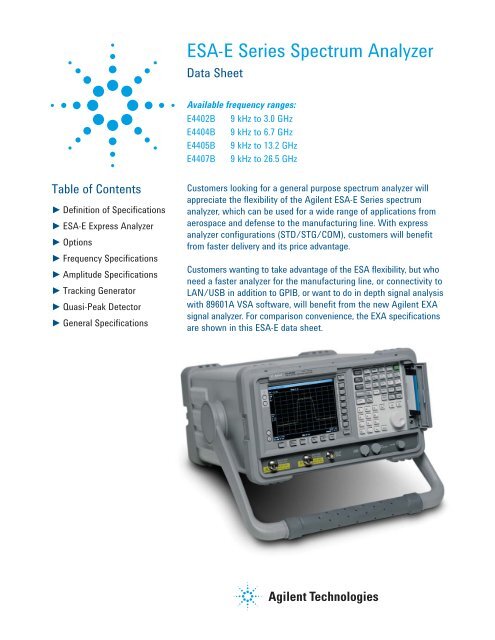 ESA-E Series Spectrum Analyzer - Agilent Technologies
