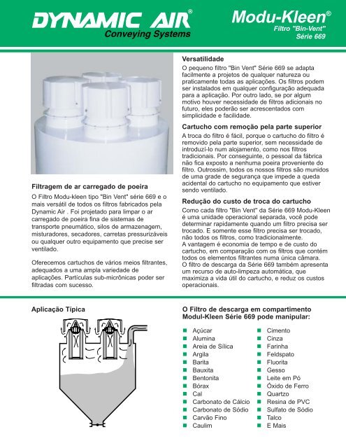 Modu-Kleen® Filtro "Bin-Vent" Série 669 - Dynamic Air Inc.