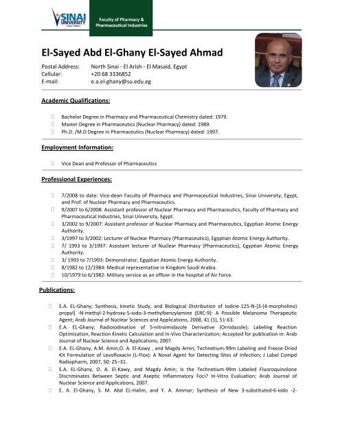El-Sayed Abd El-Ghany El-Sayed Ahmad - Pharmacy.su.edu.eg