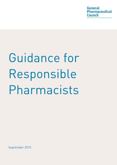 GPhC Responsible pharmacist guidance