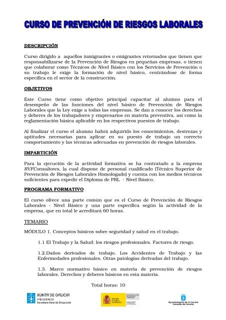 PROGRAMA PREVENCION RIESGOS LABORALES